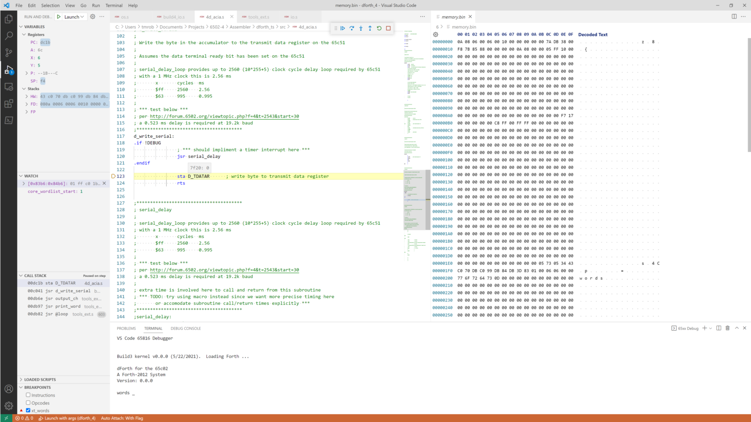 6502: db65xx VS Code Debugging Extension Now Supports 65C02 and 6502 ... 6502: db65xx VS Code Debugging Extension Now Supports 65C02 and 6502 ...