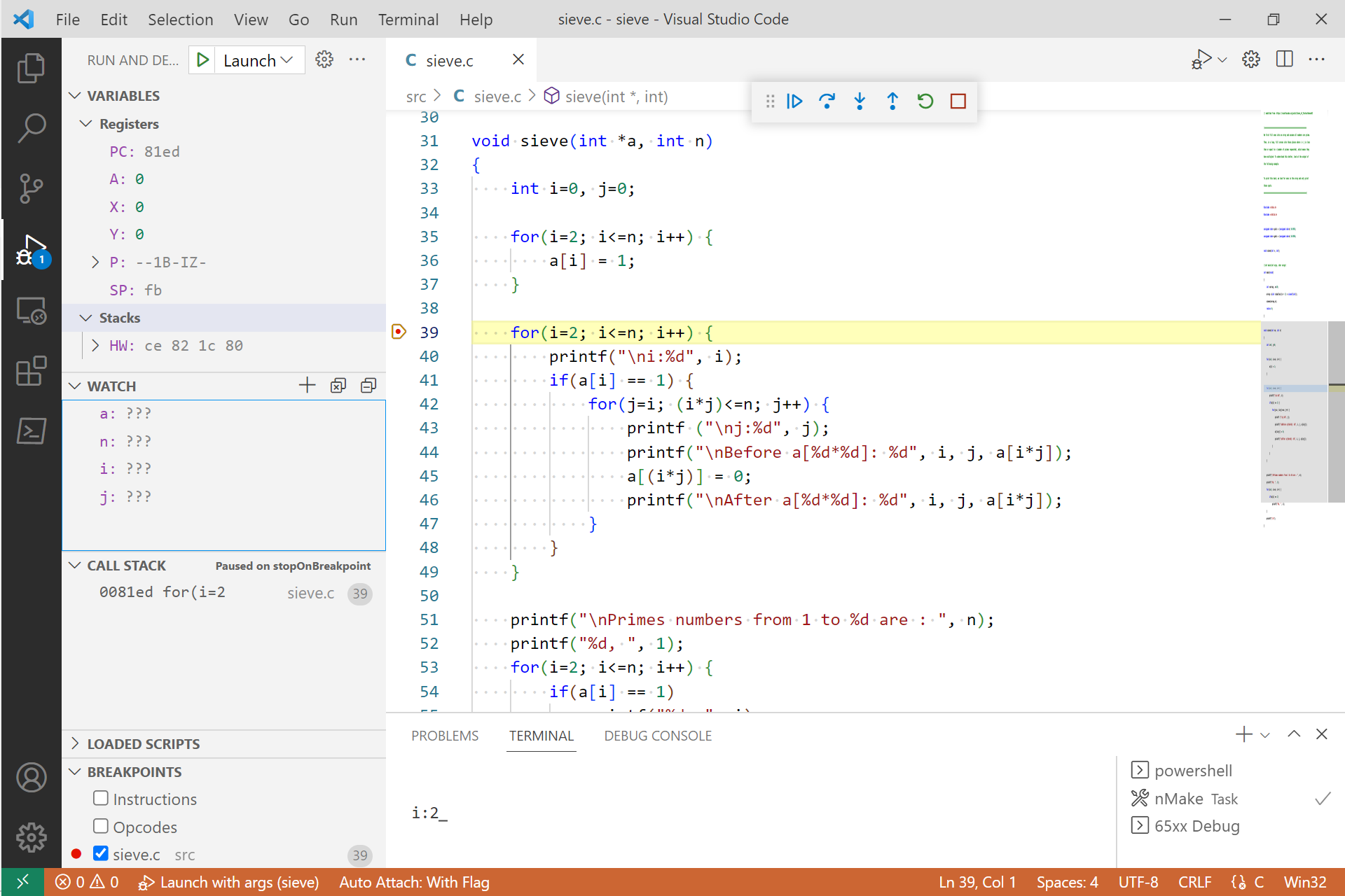 6502: Debugging the Sieve of Eratosthenes with the VS Code db65xx ... 6502: Debugging the Sieve of Eratosthenes with the VS Code db65xx ...